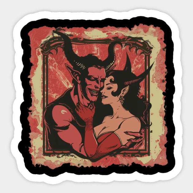 Devil Couple Loving in Hell - Devil Girl - Sticker | TeePublic
